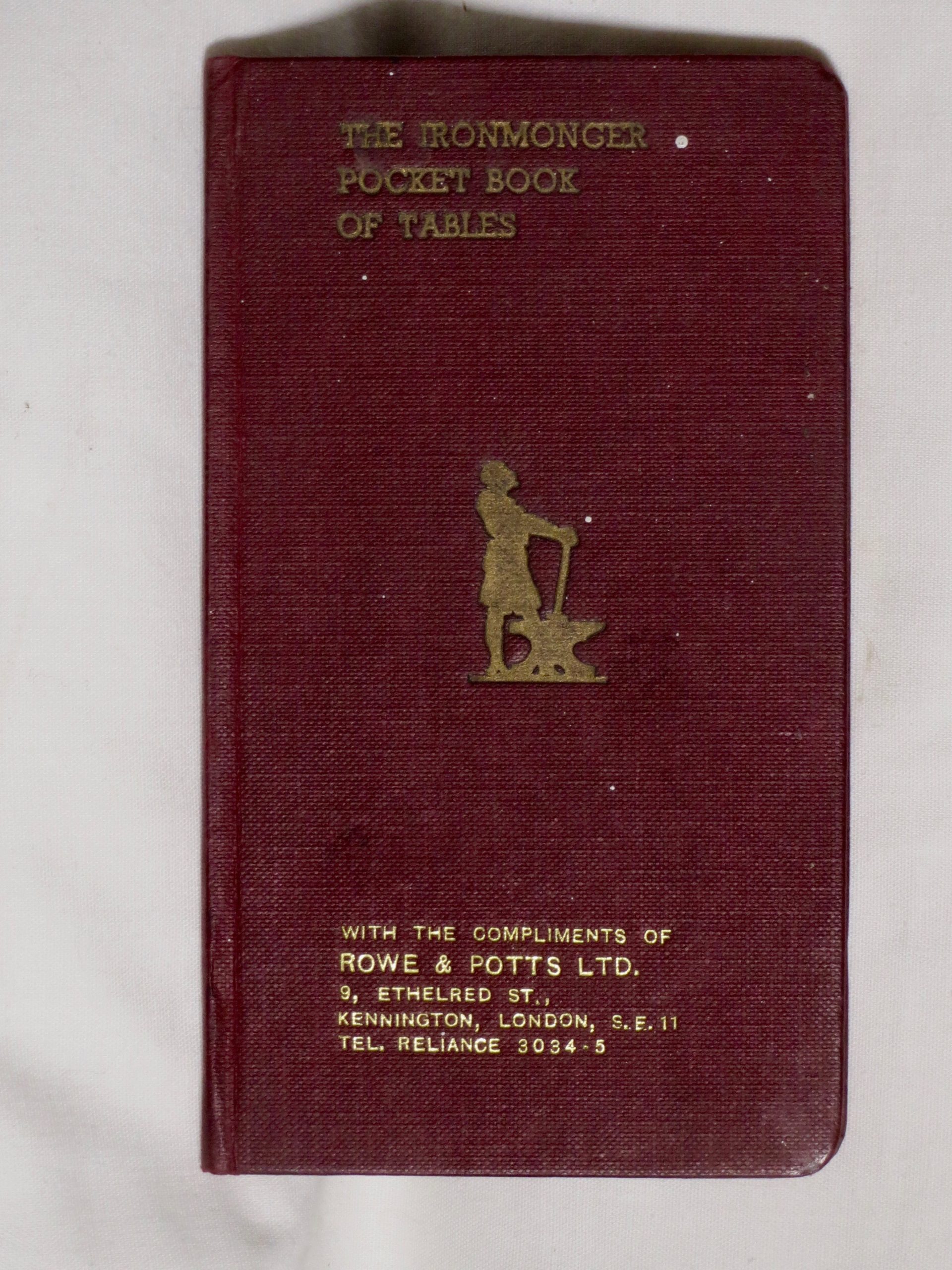 The Ironmonger Pocket Book of Tables. Vees CAVE
